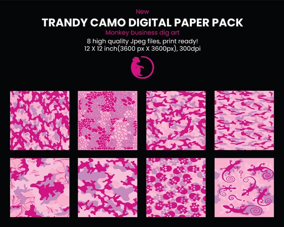Pink Camo Digital Paper Pack Camouflage Wallpapers Pink | Etsy