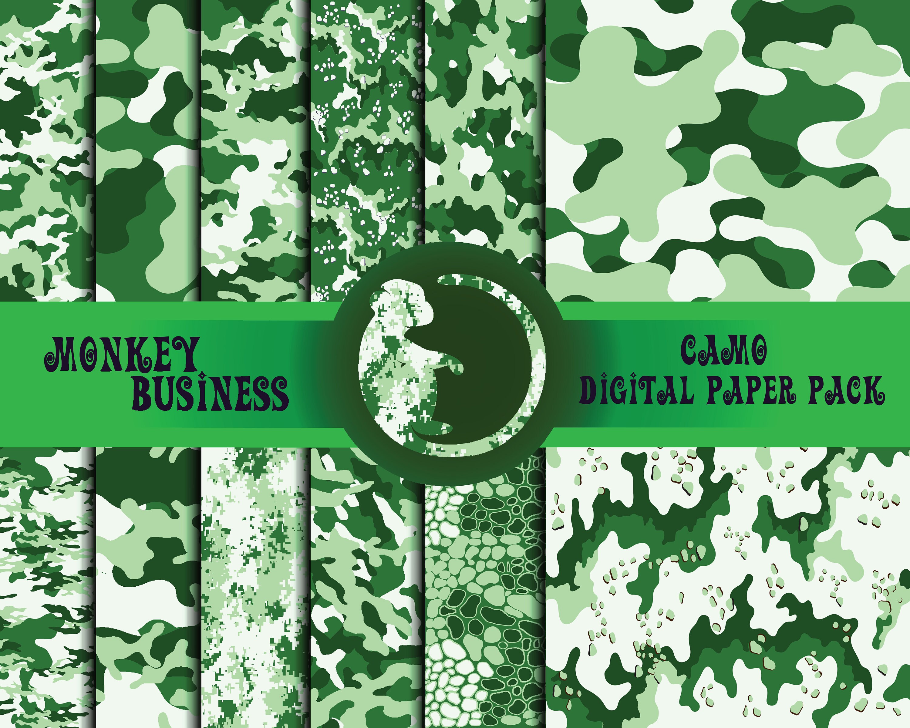 Green Camo Digital Paper Pack 12 Seamless Camouflage - Etsy