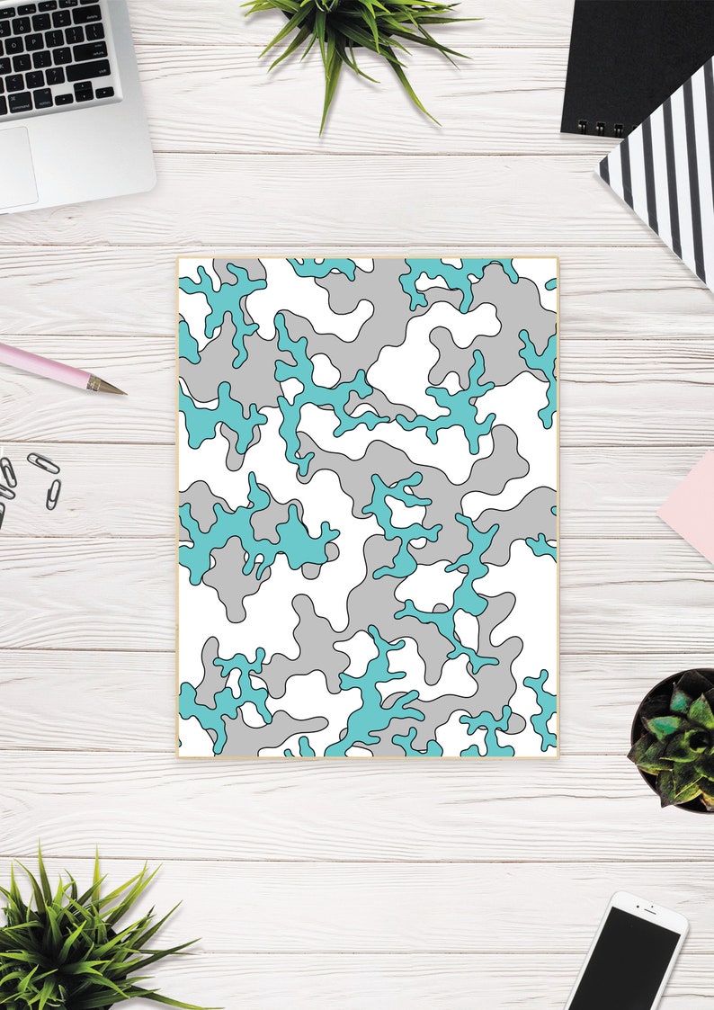 Trendy Camo Texture, Gray, Blue and White Camouflage Digital Paper ...
