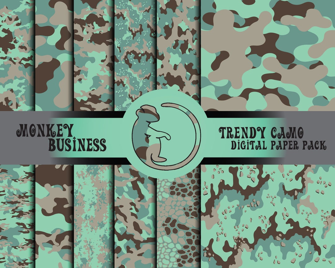 Printable Camo Patterns, Digital Paper Pack, 12 Seamless Trendy Colors ...