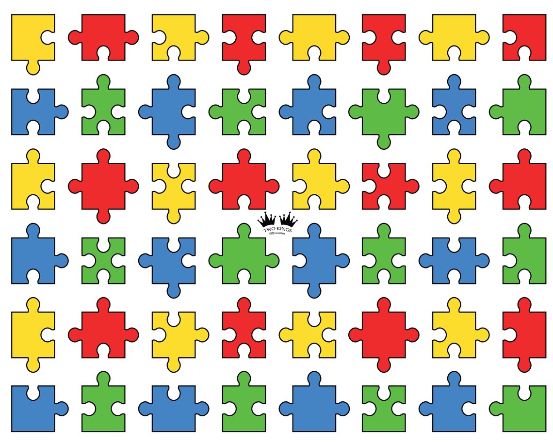 Jigsaw Puzzle Piece SVG, Instant Download, 4 Colors Combination Puzzle ...