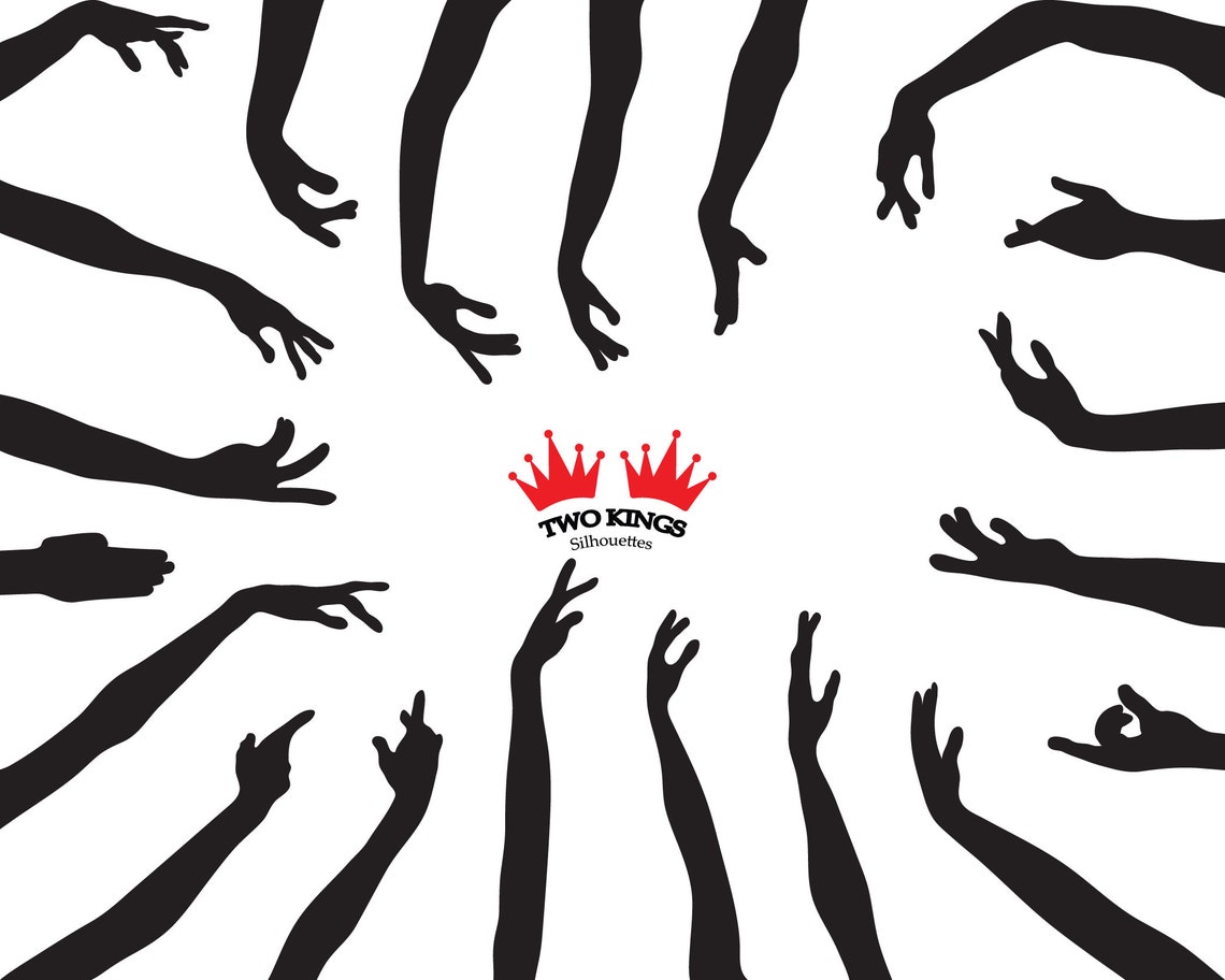 Svg File.different Hand Silhouettes on White Background.design Graphic ...