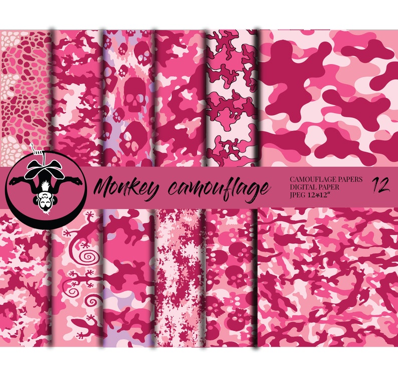 Girl Camouflage Collection.pink Military Digital Paper Pack.high ...