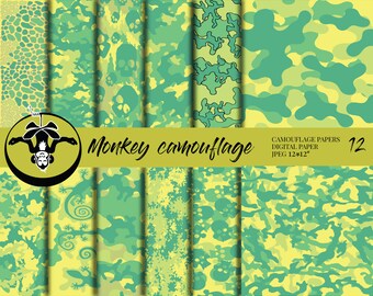 Set of 12 Camouflage Digital Papers.military Design.abstract | Etsy