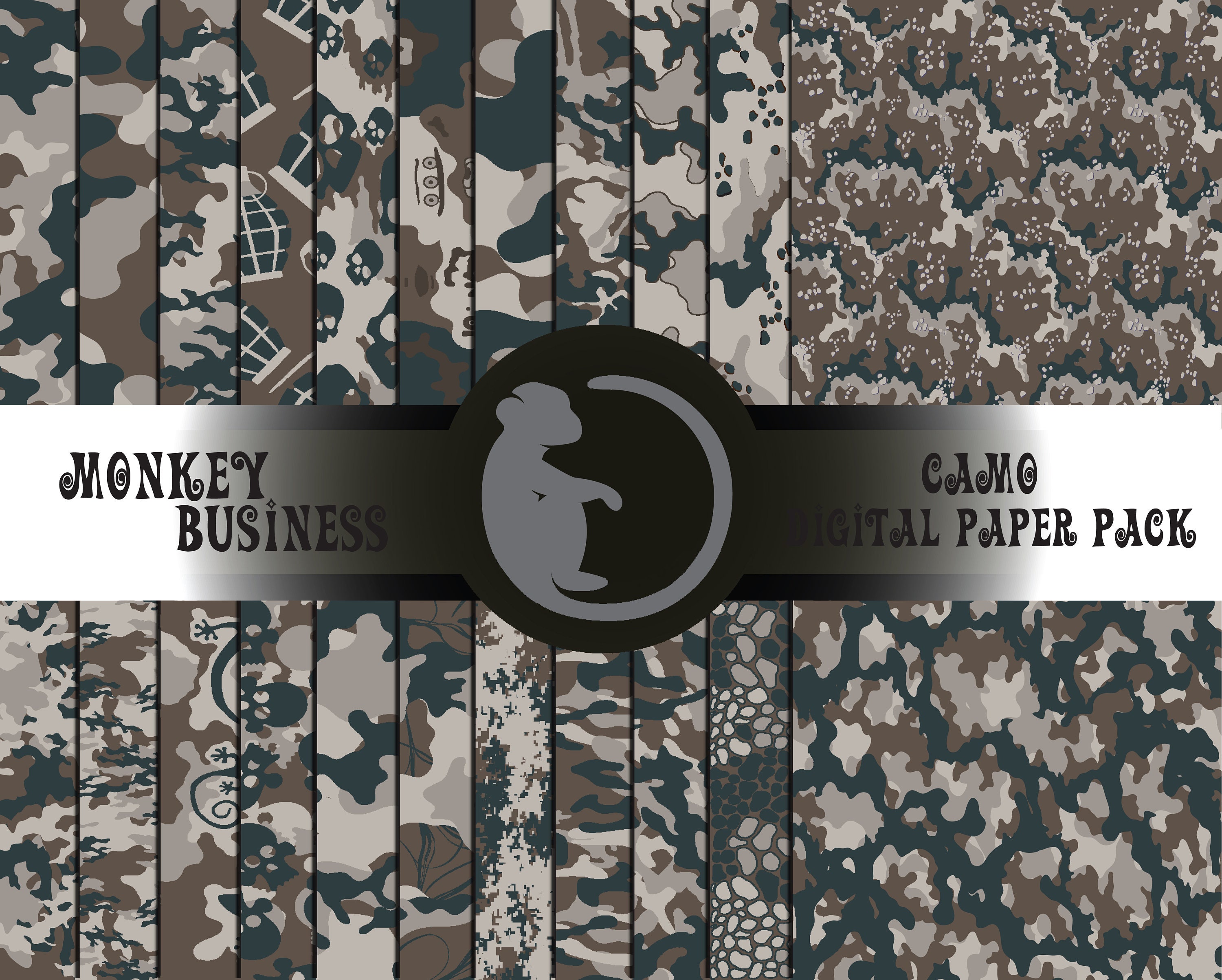Fashionable Camo Digital Papers, 22 Seamless Camouflage Patterns ...