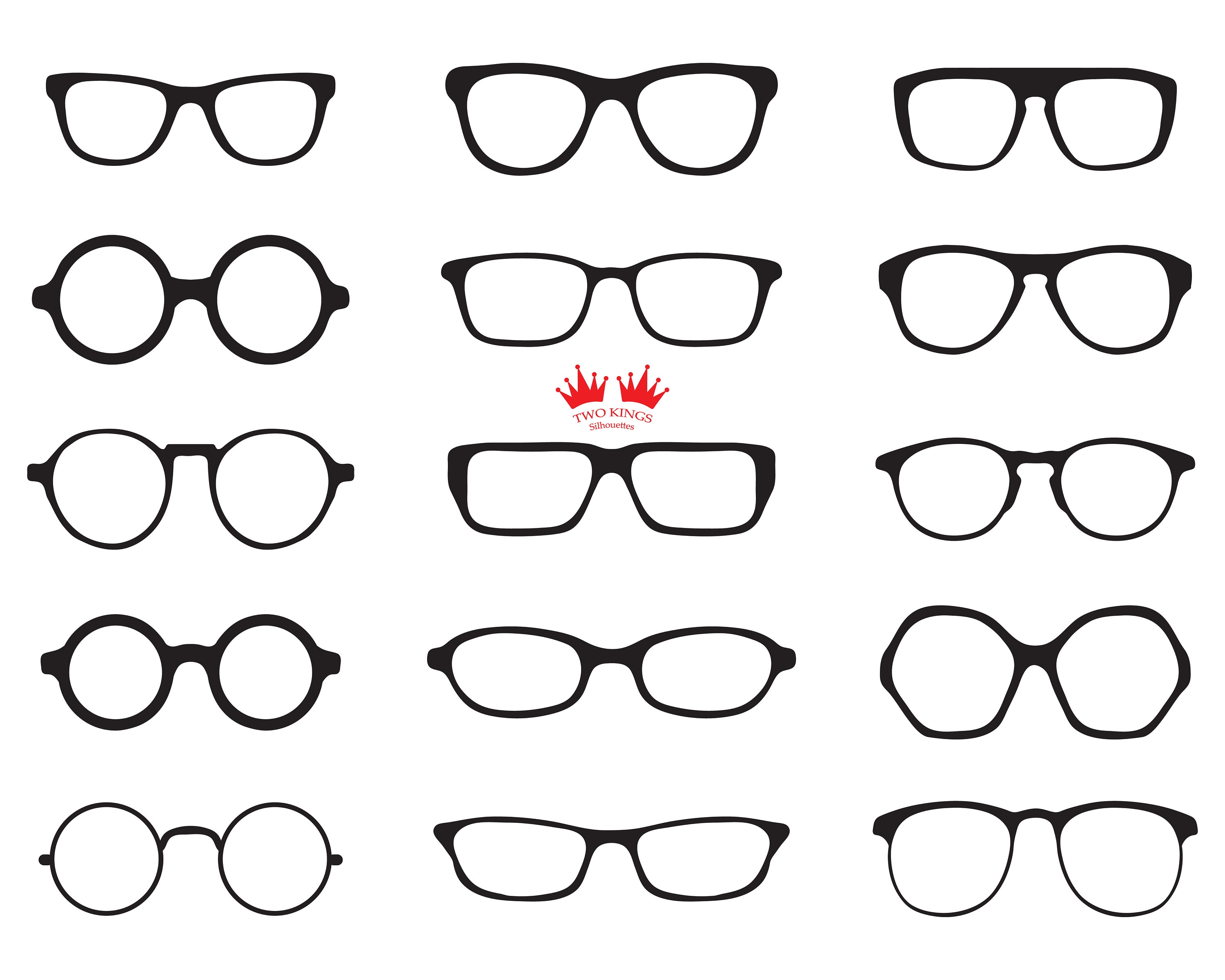 SVG Cut File. Glasses Vector Collection. Various Black Silhouette of ...