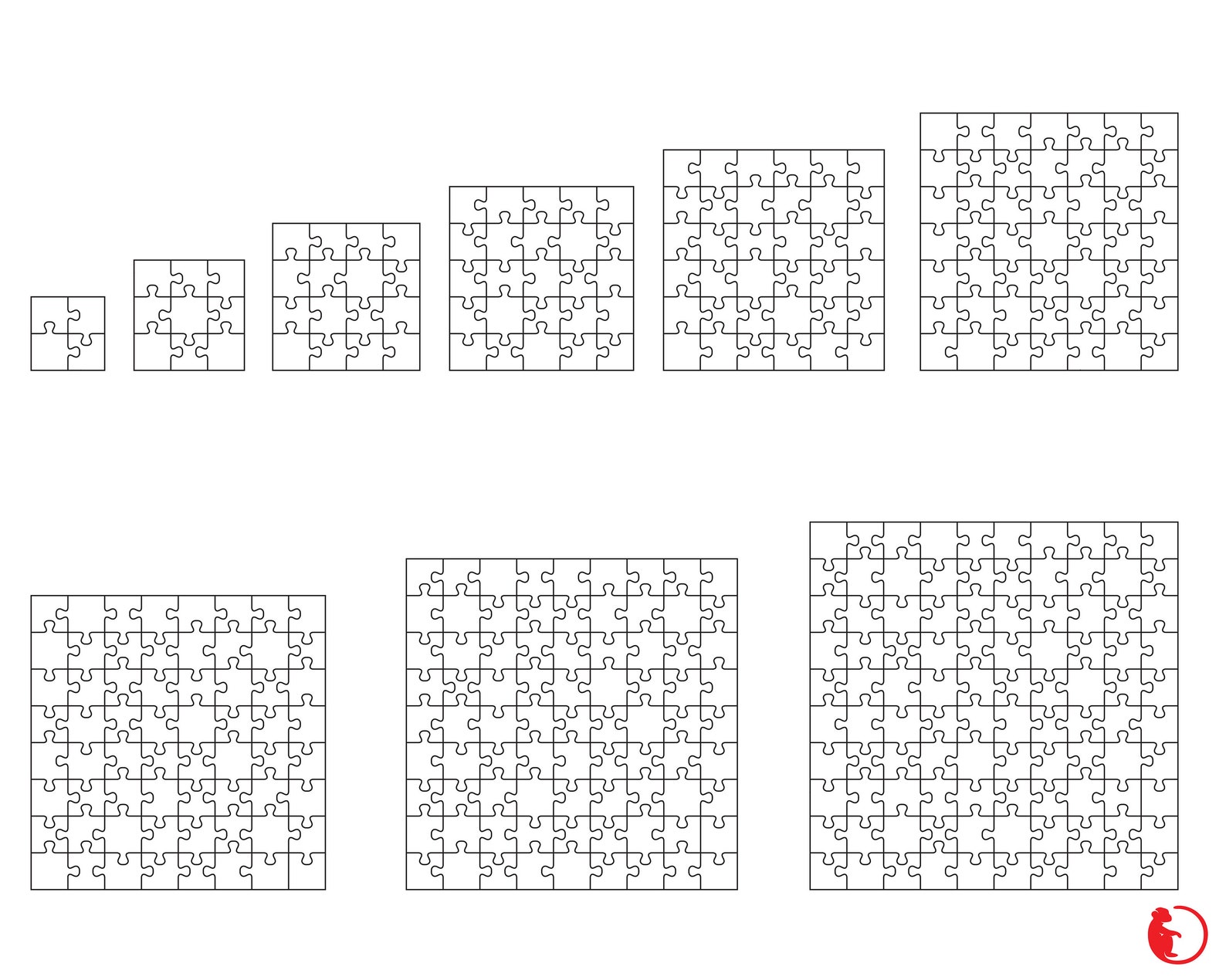 White Puzzle Pack 2x2 3x3 4x4 5x5 6x6 7x7 8x8 9x9 and - Etsy