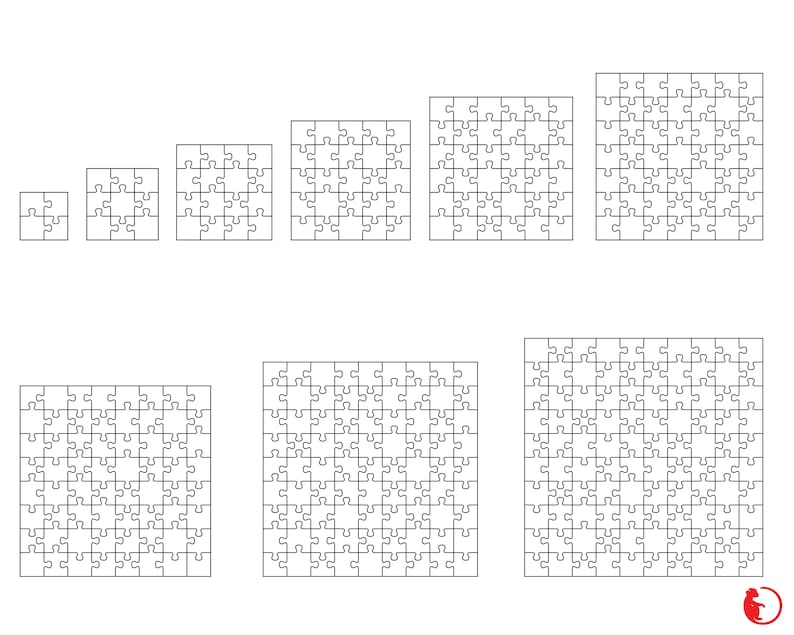 White Puzzle Pack, 2x2, 3x3, 4x4, 5x5, 6x6, 7x7, 8x8, 9x9 and 10x10 All ...