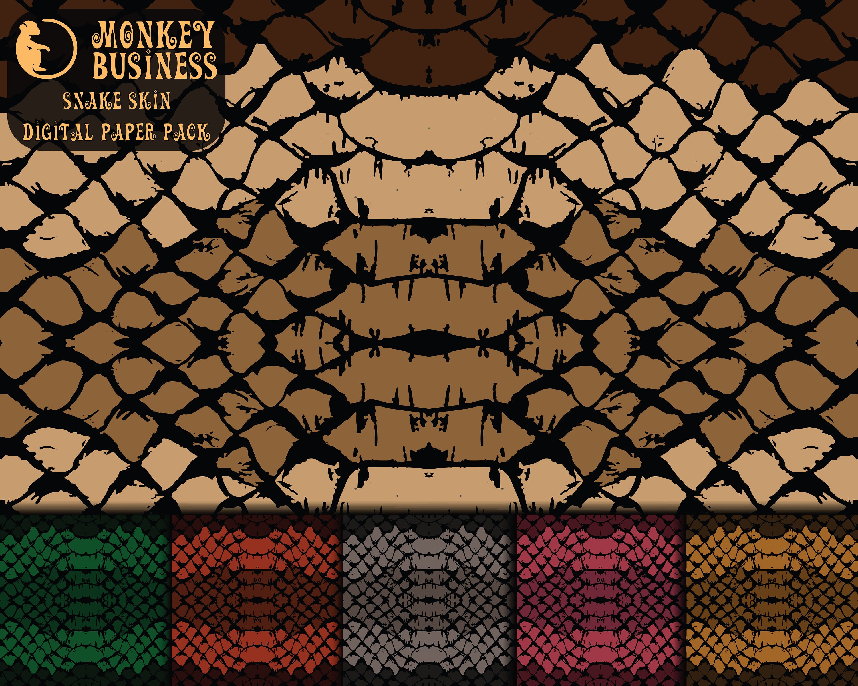 Digital Paper Pack, Hand Drawn Snake Skin Textures, 6 High Quality JPG ...