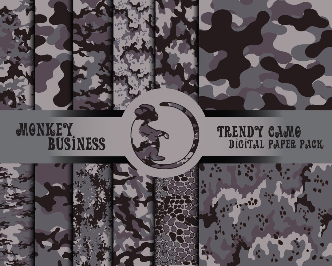 Digital Paper Pack, Dark Camo Patterns, Scrapbook Papers, Instant ...