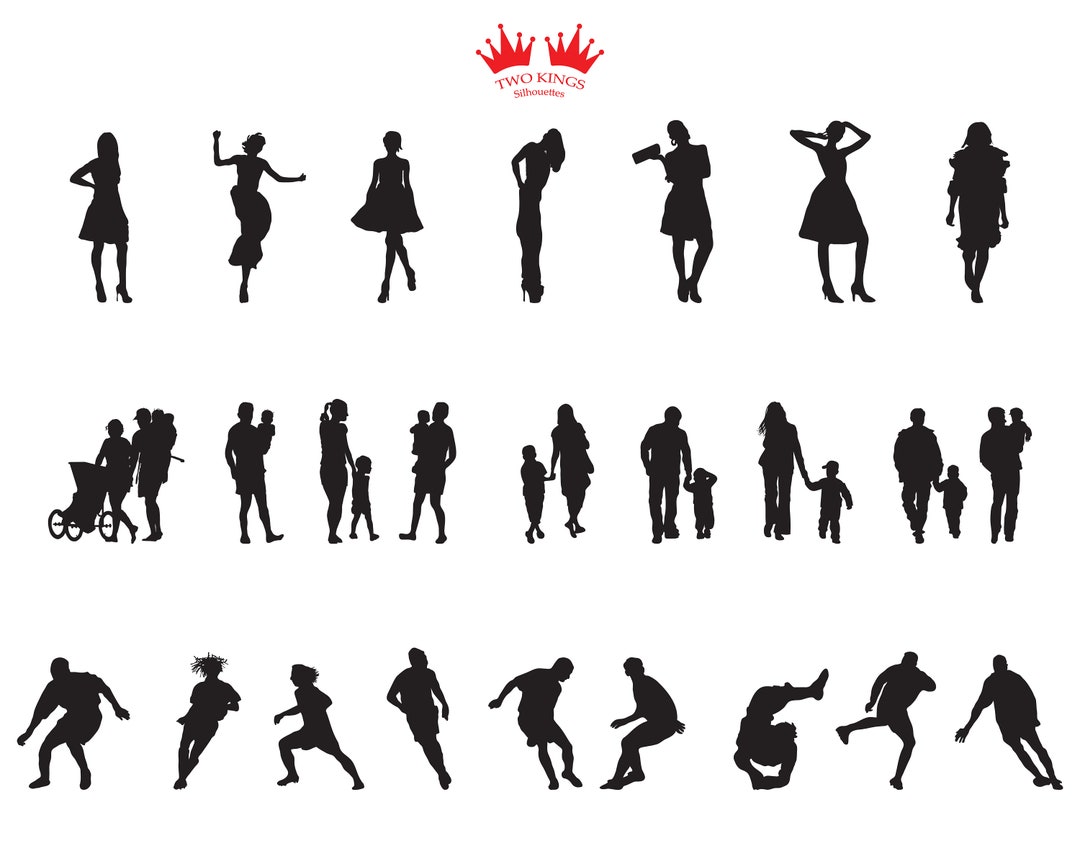 People Silhouette SVG, Instant Download Svg, Dxf, Png, Eps and Jpg File ...