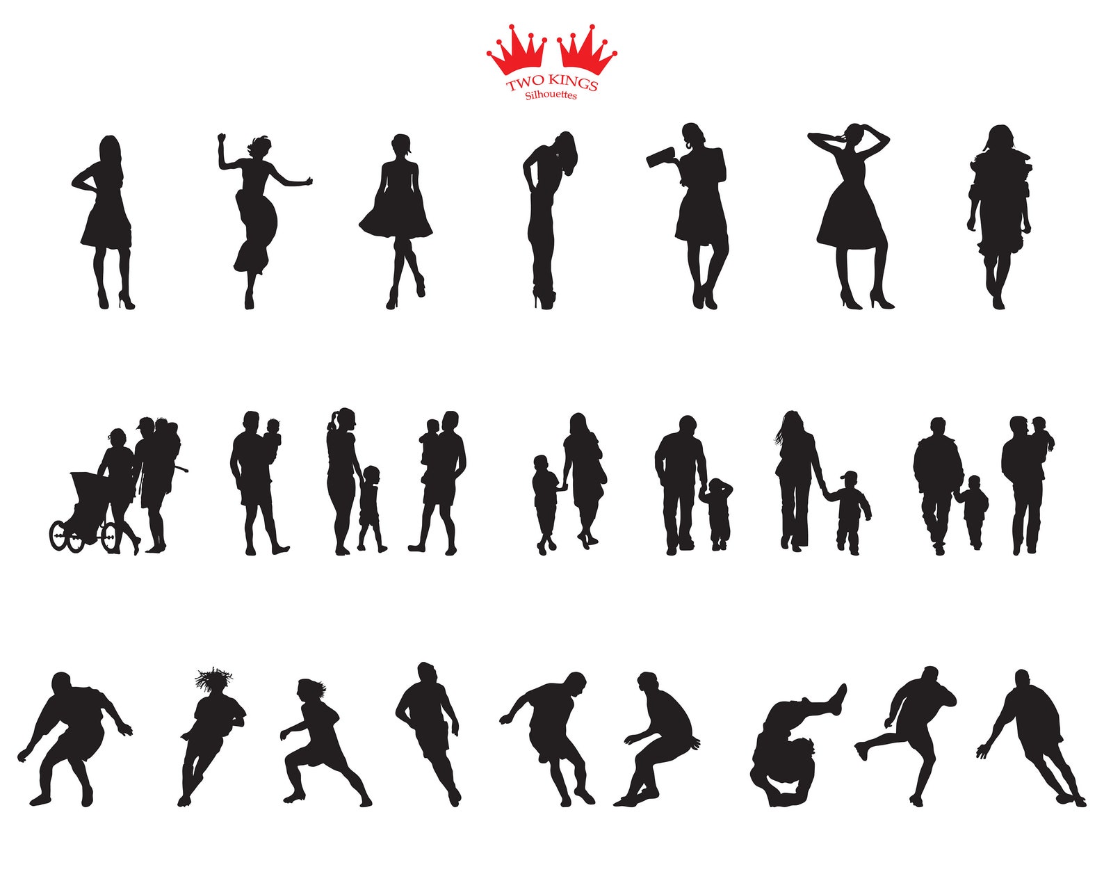 Silueta de personas SVG, descarga instantánea Svg, Dxf, Png, Eps y jpg ...