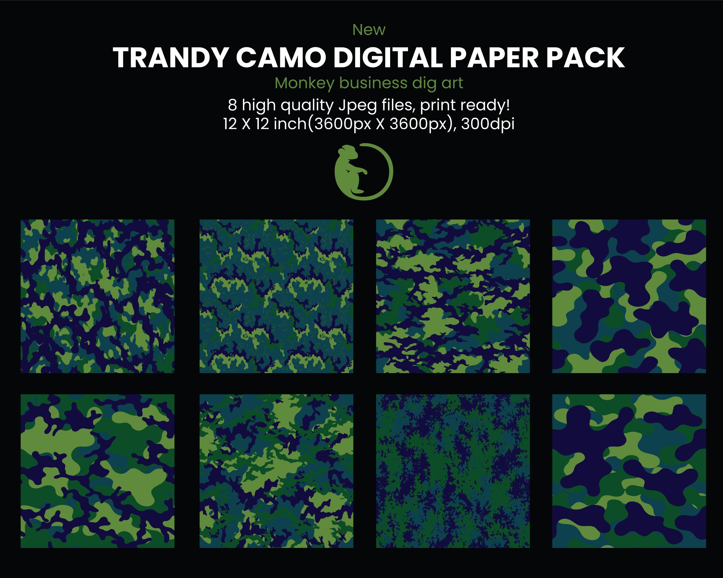 Camouflage Digital Paper Pack Fashionable Camo Wallpapers - Etsy