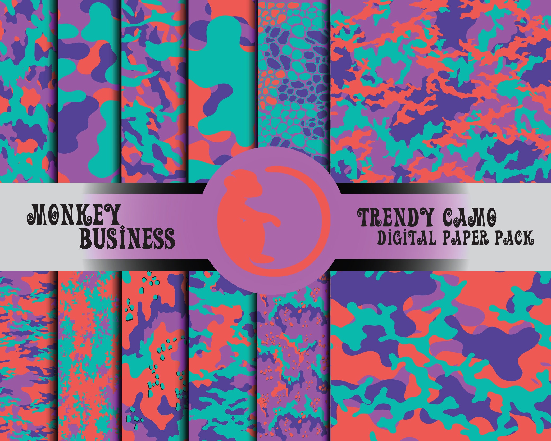 Trendy Seamless Pattern JPEG File Exclusive Digital Paper Scrapbook ...