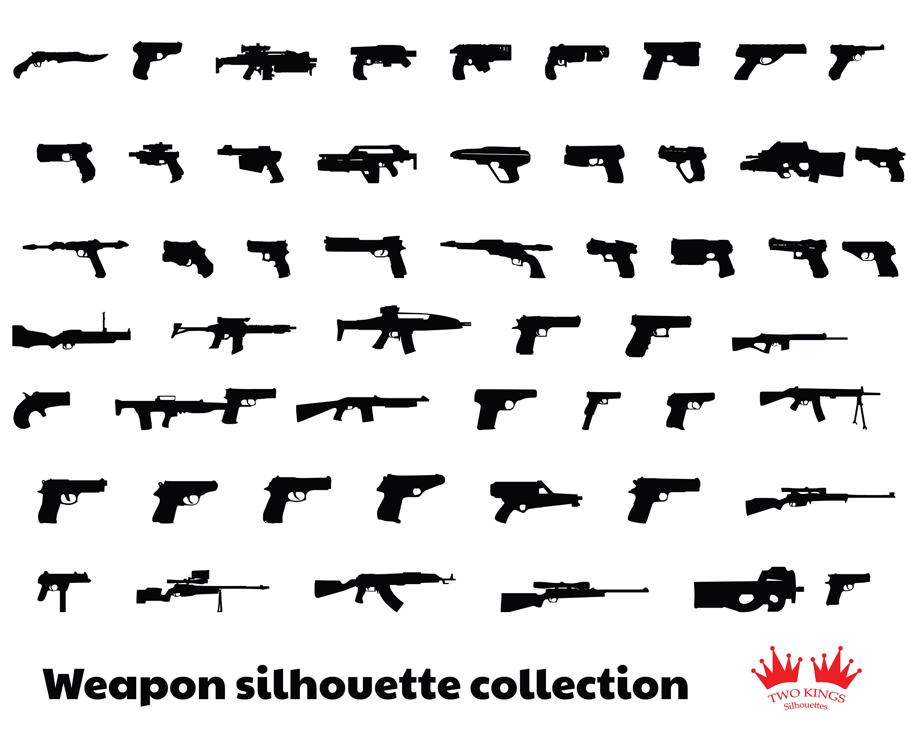 SVG Files for Cricut, Weapons Silhouette Collection, Guns Svg Files ...
