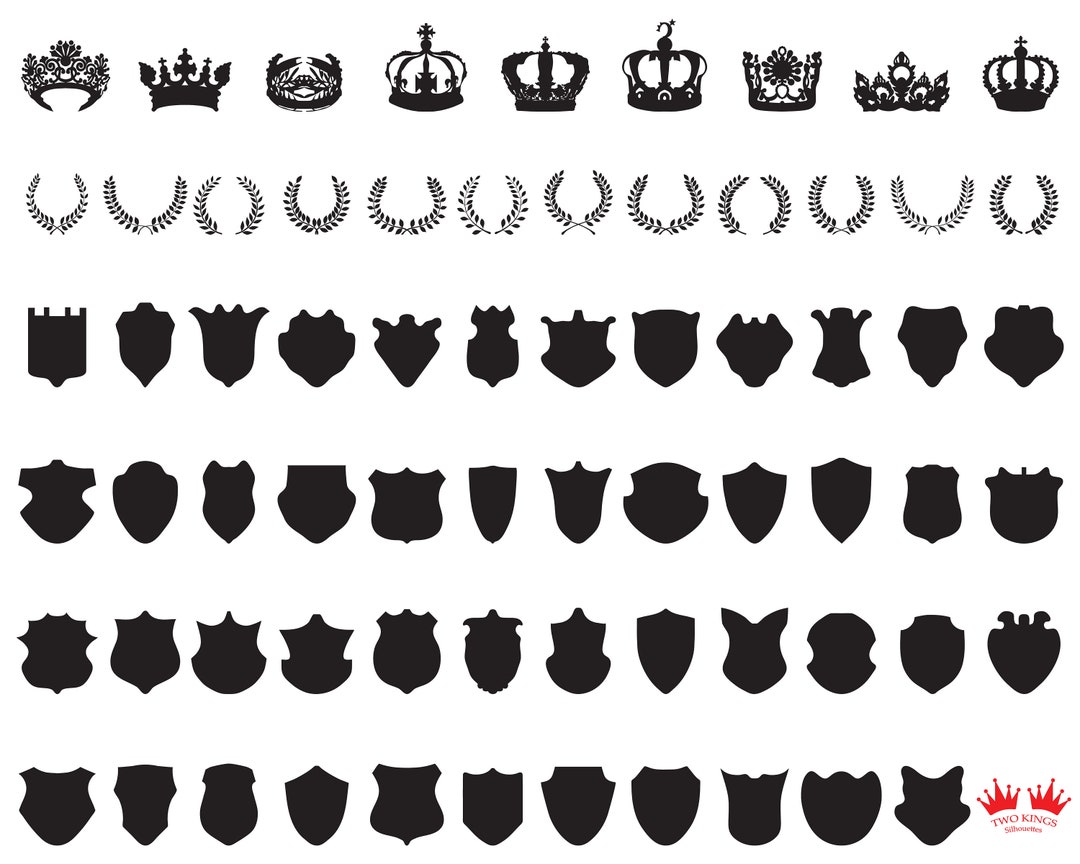 SVG Collection.heraldic Elements Laurel Wreaths, Crowns, Ribbon Banners ...
