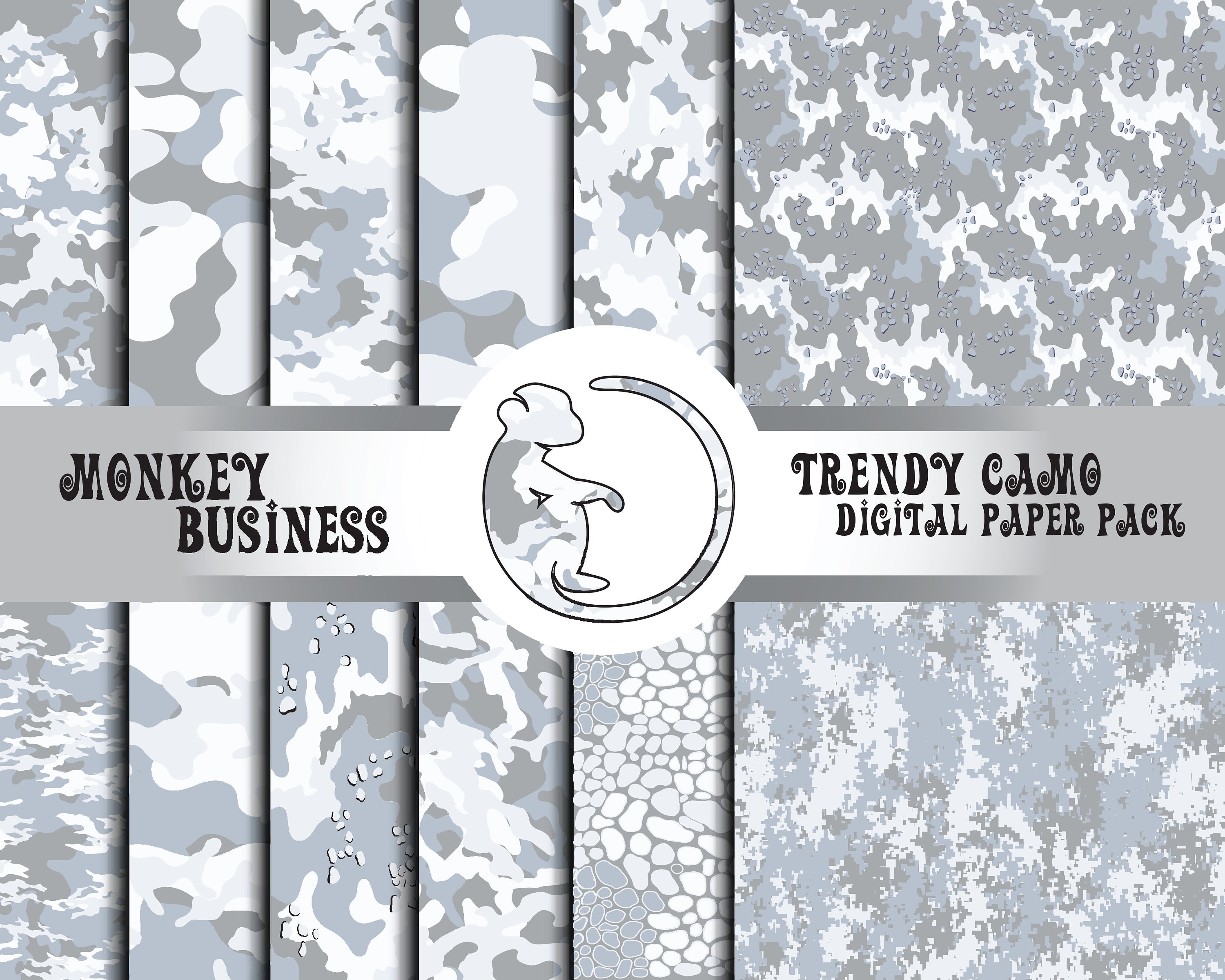 Digital Paper Pack, Scrapbook Papers, Military Seamless Patterns ...