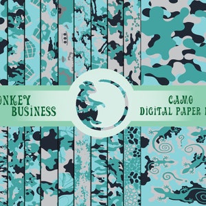 22 Camo Patterns, Digital Paper Pack, Instant Download, Scrapbook ...