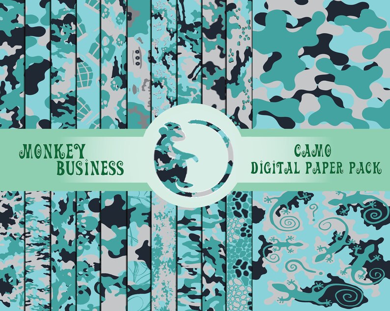 22 Camo Patterns, Digital Paper Pack, Instant Download, Scrapbook ...