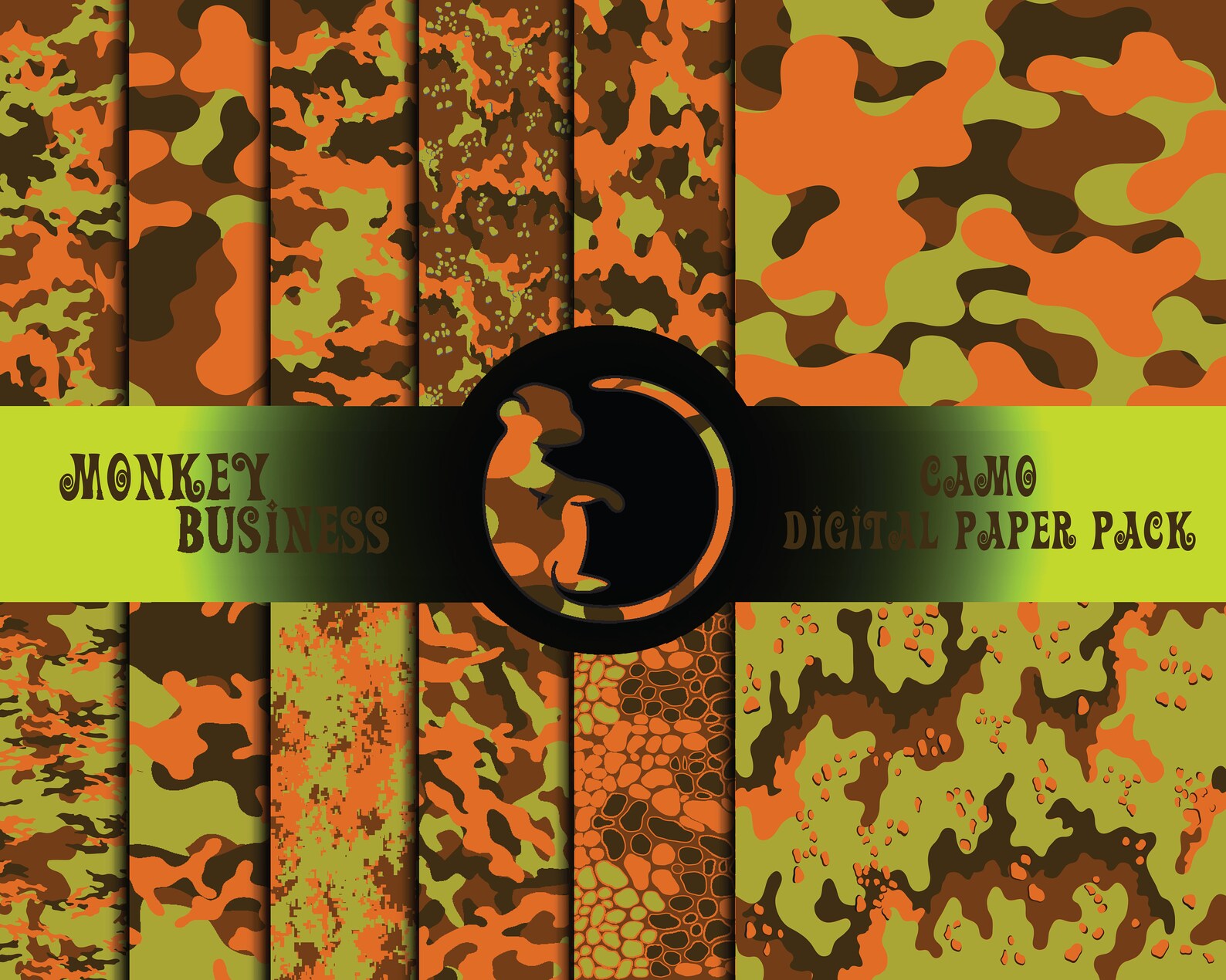 Abstract Camo Textures, Digital Paper Pack, Scrapbook Papers, 12 ...