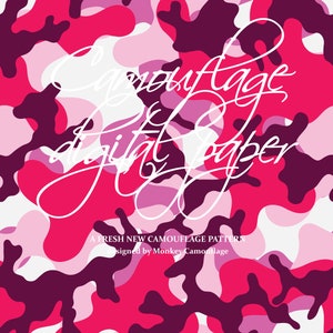Pink Camouflage Digital Paper Pack.set of 9 Pink Camo Patterns.high ...