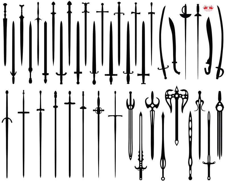 Swords Black Silhouette Collection, Svg File for Cricut, Instant ...