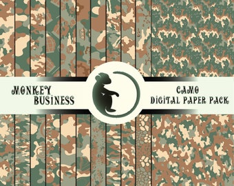22 Camo Patterns Digital Paper Pack Instant Download | Etsy