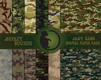 Camo Print Army Digital Paper Pack Scrapbook Papers Instant - Etsy