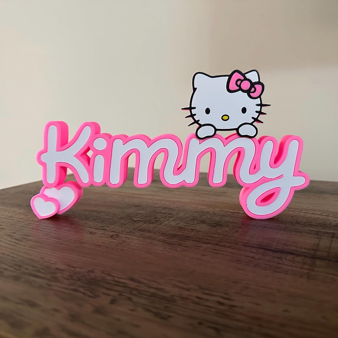 Custom 3D Hello Kitty Name Sign: Pink Nursery Decor - Etsy