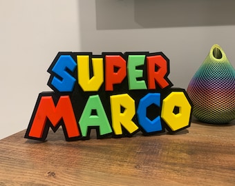Custom Mario Style Name Sign | Personalized Desk Sign | Boy Gift for ...