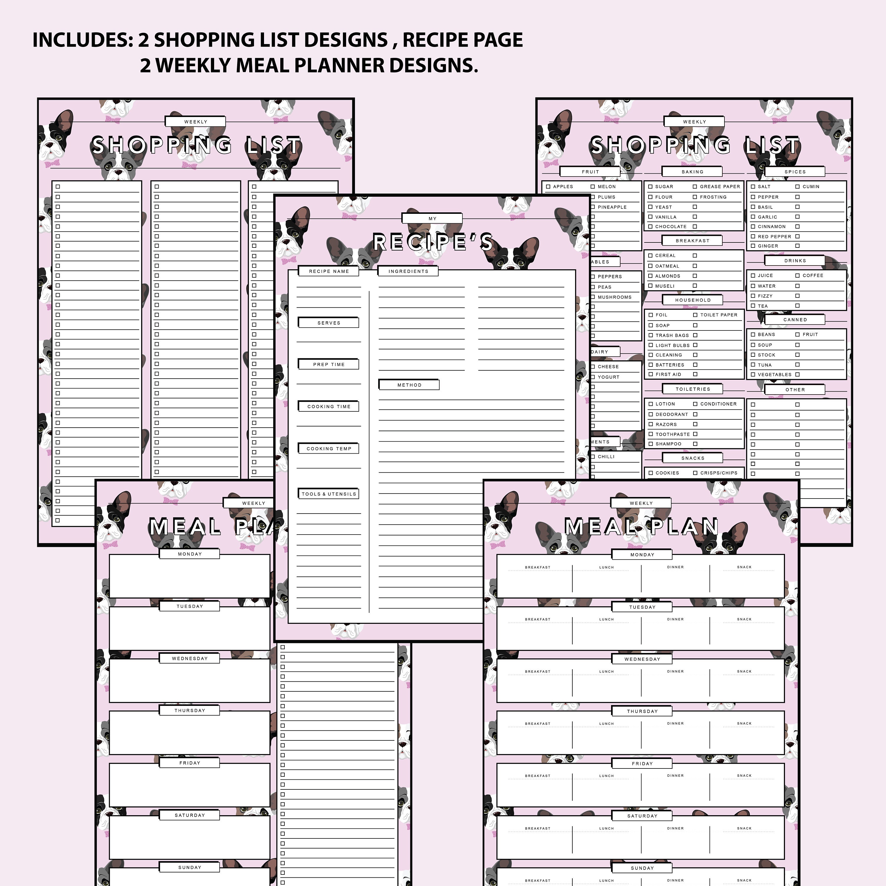 Printable A4 Kitchen Organise Planner Set Unlimited Print - Etsy