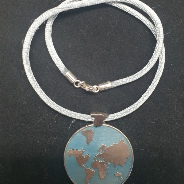 Enamel World Map Pendant Necklace - Etsy