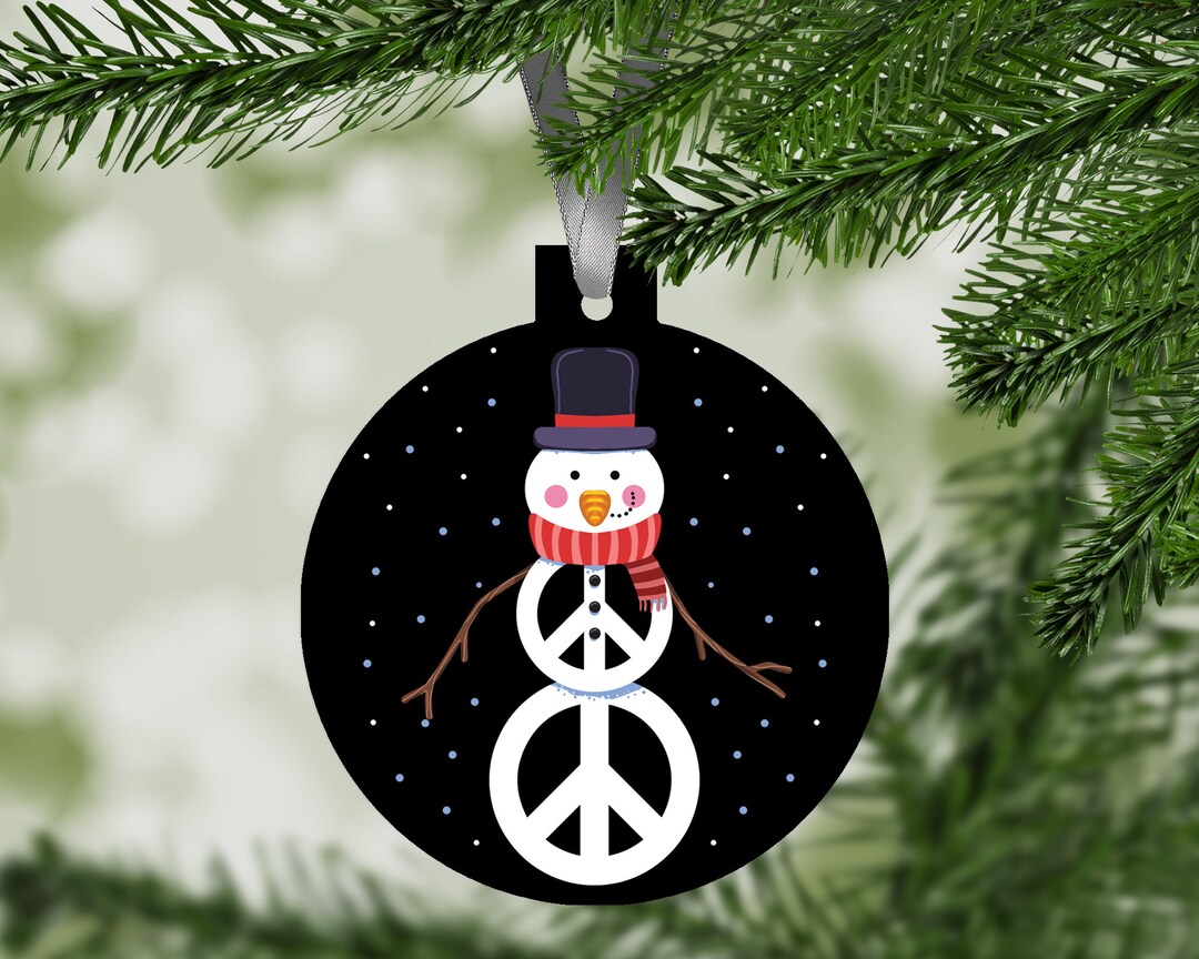 Peace Sign Snowman Ornament, Christmas 2023 Ornaments Aluminum, Holiday ...