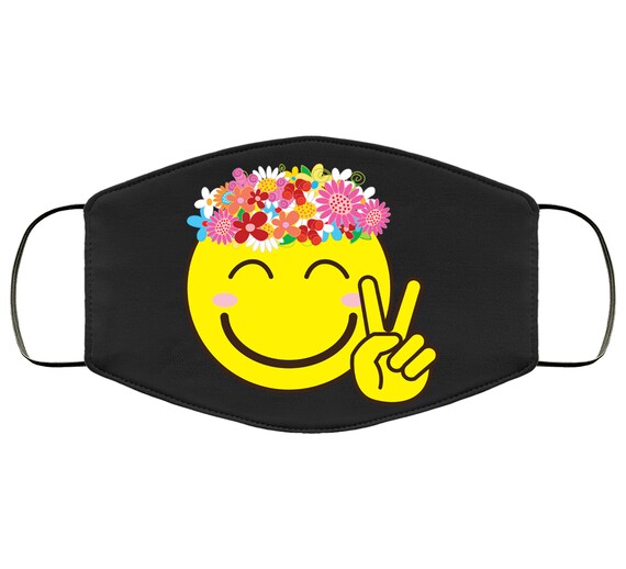 Yellow Smiley Face Mask Adult & Kids Peace Sign Smile Mask | Etsy