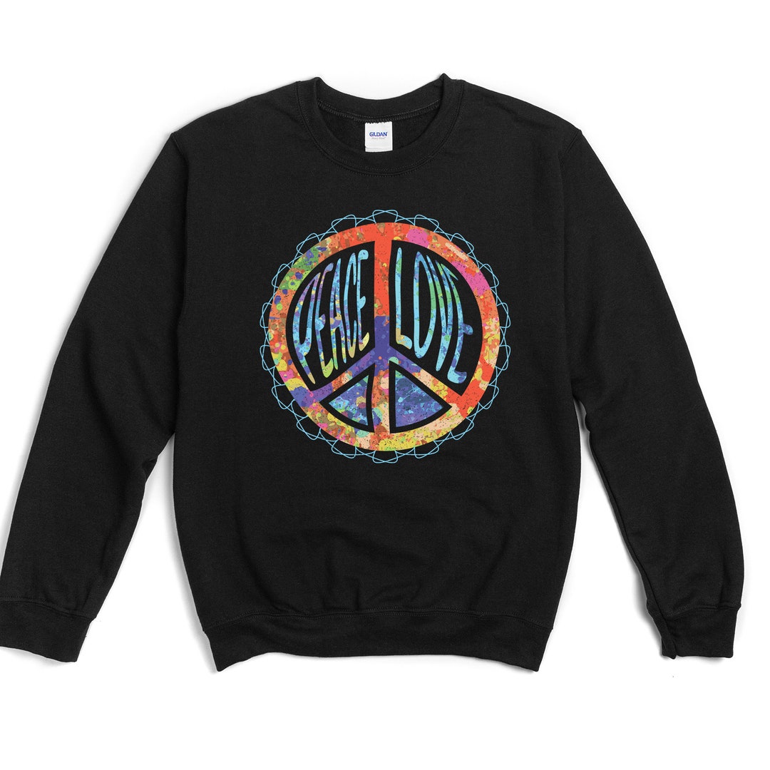 Peace Love Sweatshirt / Hippie Peace Sign Sweater / 60s 70s Colorful ...