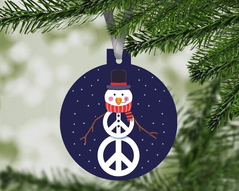 Peace Sign Snowman Ornament, Christmas 2023 Ornaments Aluminum, Holiday ...