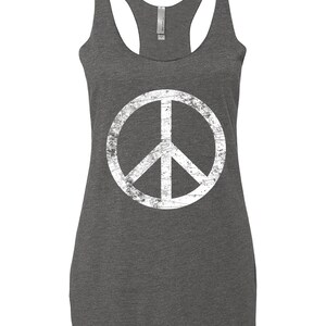 Women's White Distressed Peace Sign Vintage Top Hippie | Etsy