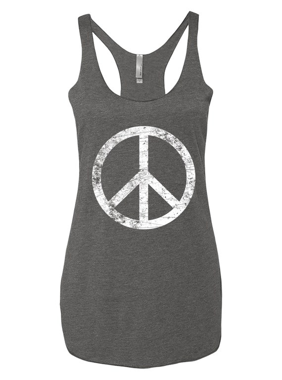 Women's White Distressed Peace Sign Vintage Top Hippie | Etsy