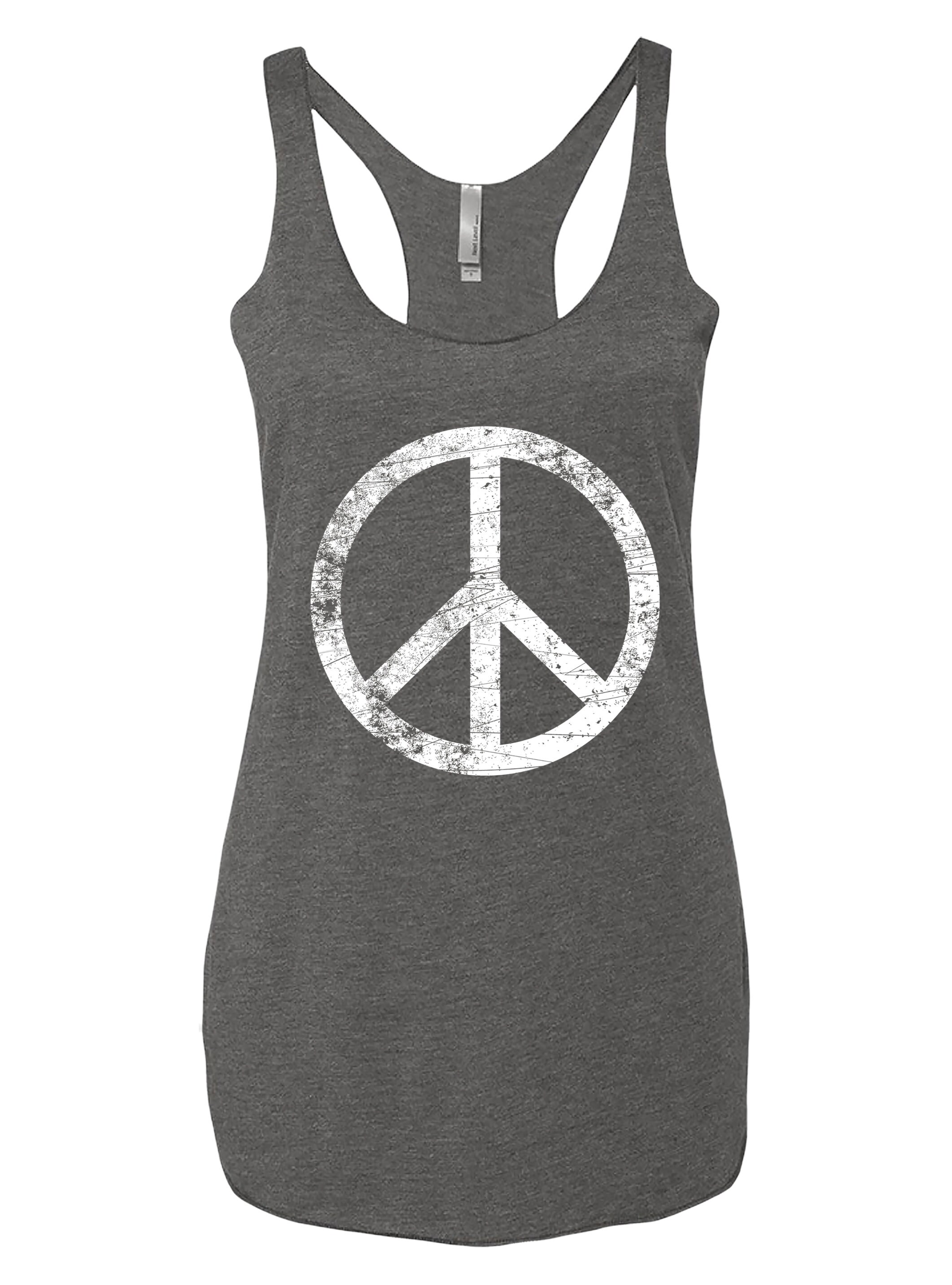 Women's White Distressed Peace Sign Vintage Top Hippie | Etsy