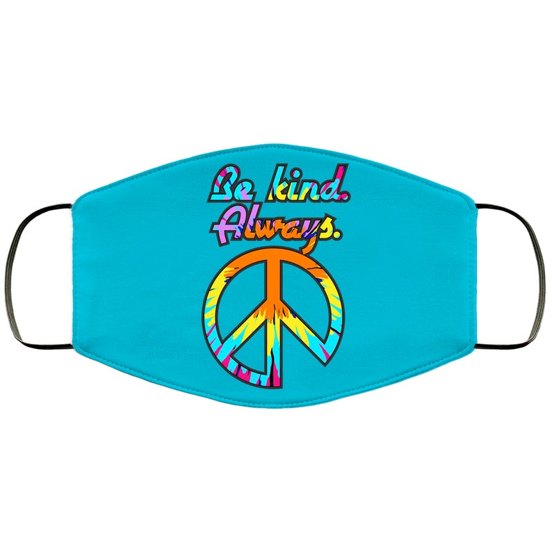 Be Kind Always Peace Sign Face Mask Adult & Kids Retro Hippie - Etsy
