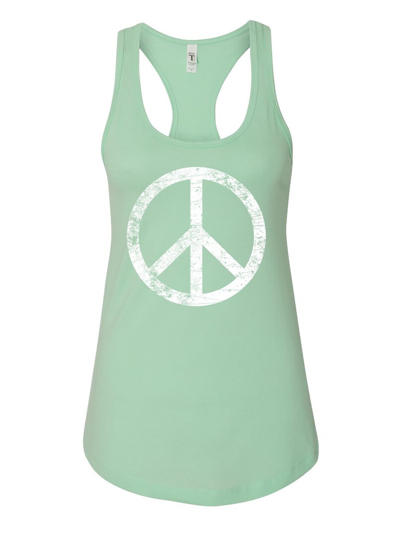 Women's White Distressed Peace Sign Vintage Top, Hippie Outfit 70s 80s ...