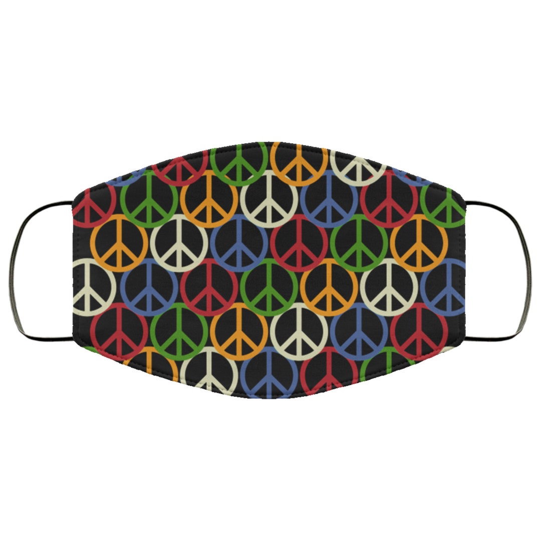 Colorful Peace Sign Face Mask Adult & Kids Peace and Love Hippie Boho ...