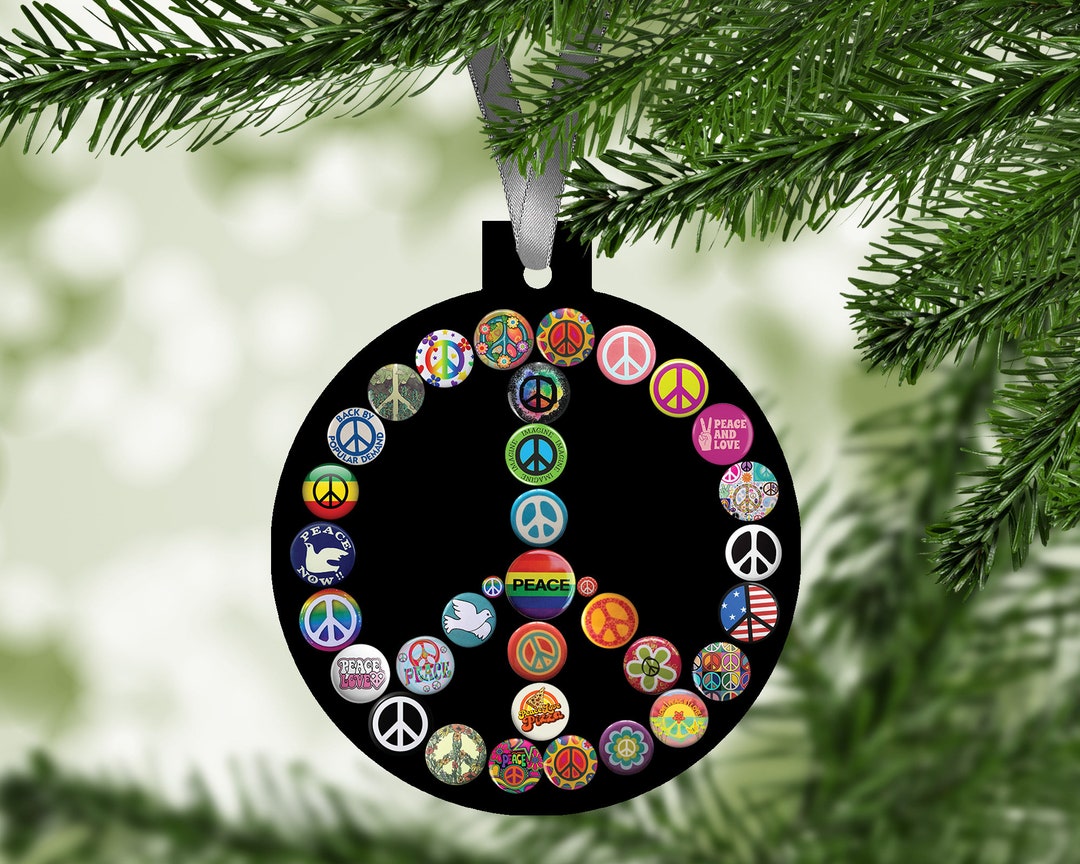 Peace Button Art Ornament / Christmas Aluminum Ornament / Colorful ...
