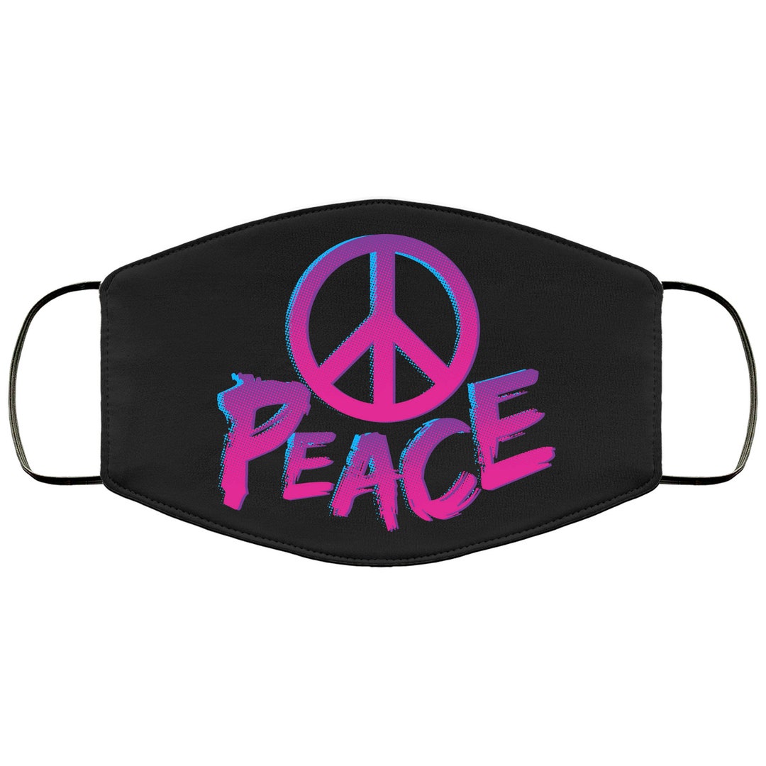 Peace Sign Face Mask Adult & Kids Pink and Purple Retro Hippie Boho ...