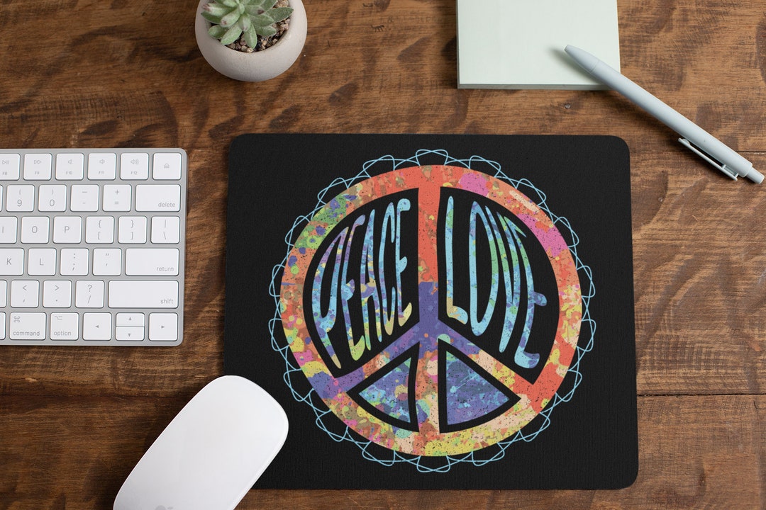 Peace Love Mousepad / Retro Peace Sign Desk Mat / Retro Peace Sign ...