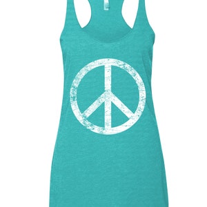 Women's White Distressed Peace Sign Vintage Top Hippie | Etsy