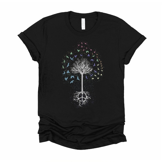 Tree of Life Peace Sign Tshirt Freedom Symbol Flying Dove - Etsy