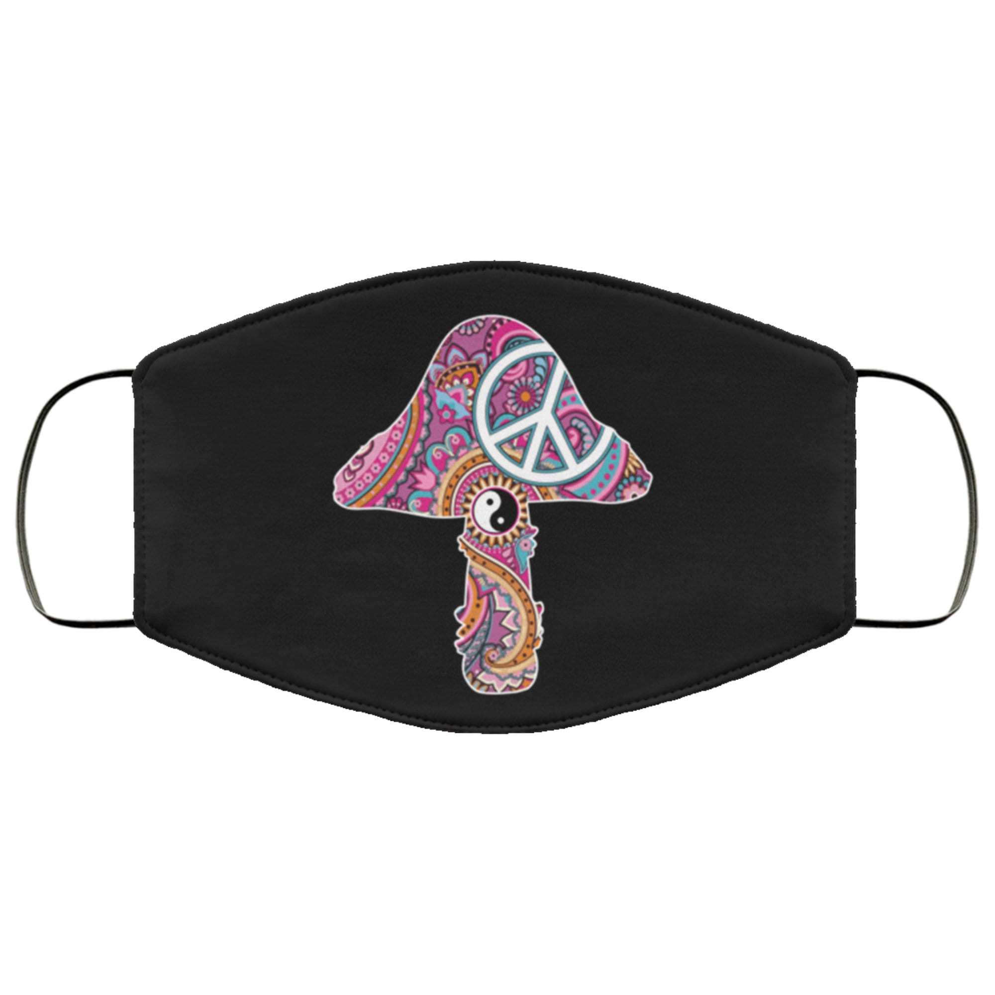 Trippy Mushroom Peace Sign Face Mask Magic Shrooms Hippie Fabric Face ...