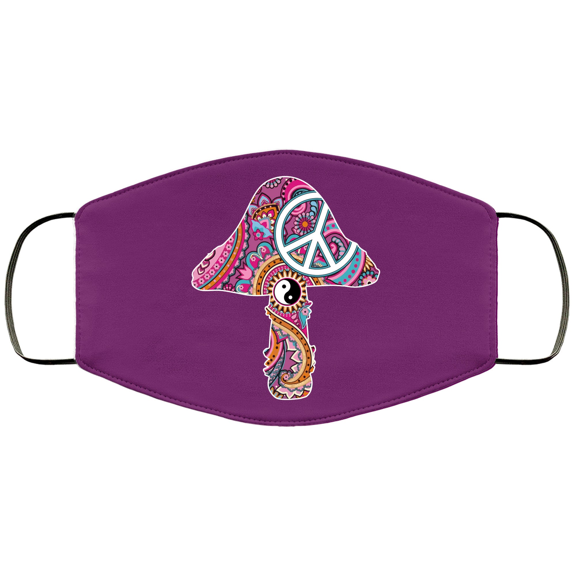 Trippy Mushroom Peace Sign Face Mask Magic Shrooms Hippie Fabric Face ...