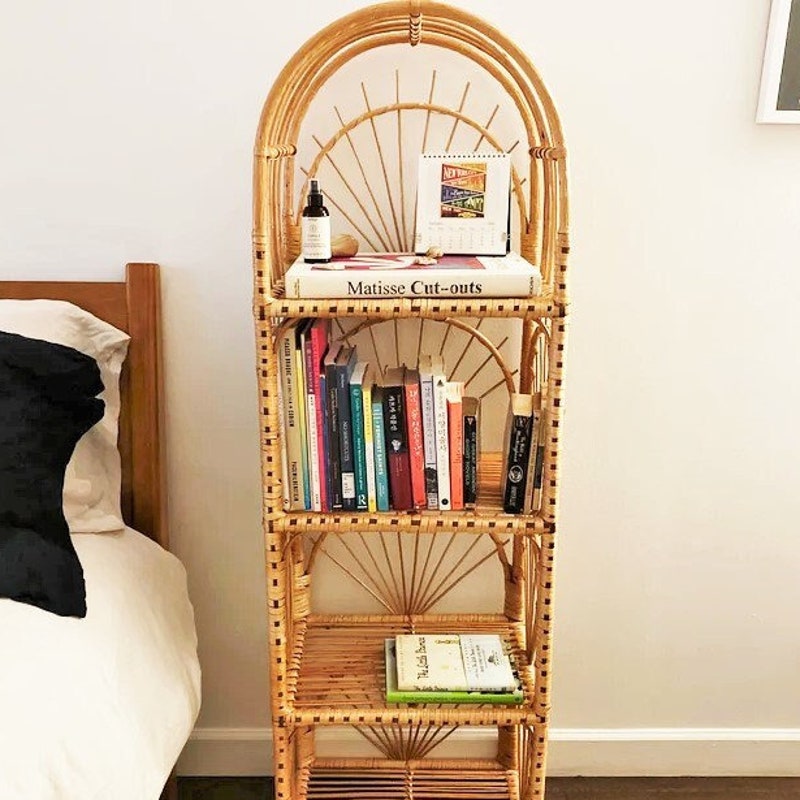 Rattan Bookshelf Unit - Etsy